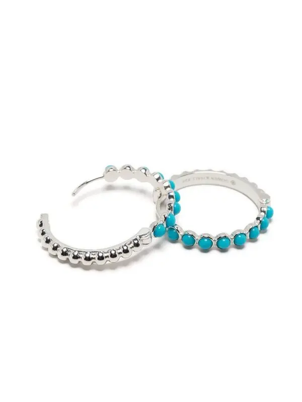 DOWER & HALL Turquoise Huggie Hoop Earrings - Silver