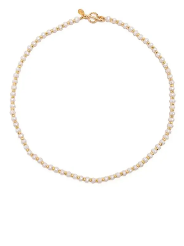 DOWER & HALL Gold-plated Silver Pearl Necklace - White