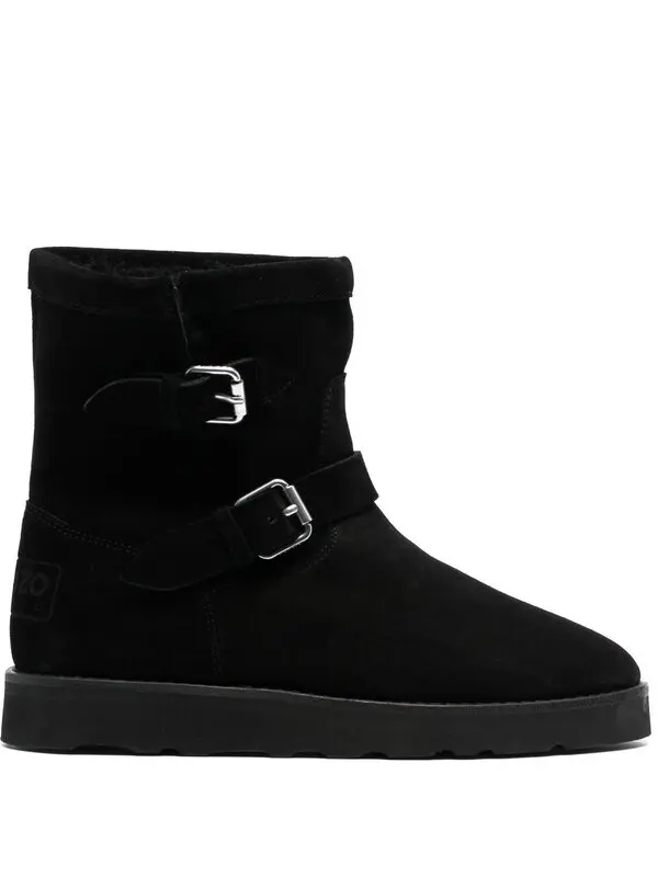 Kenzo Buckle-detail Suede Boots - Black
