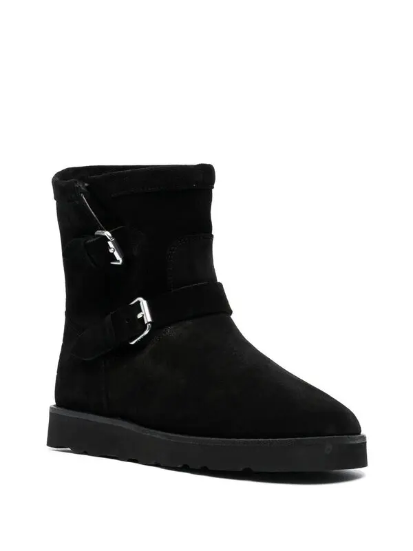 Kenzo Buckle-detail Suede Boots - Black