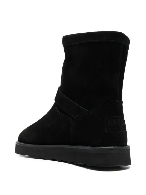Kenzo Buckle-detail Suede Boots - Black