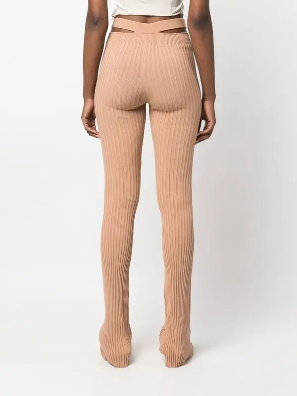 ANDREĀDAMO Cut-out Detail Knit Leggings - Neutrals