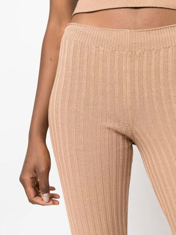 ANDREĀDAMO Cut-out Detail Knit Leggings - Neutrals