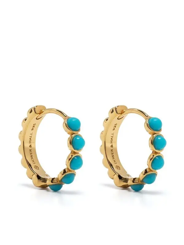 DOWER & HALL Turquoise-embellished Huggie Earrings - Gold