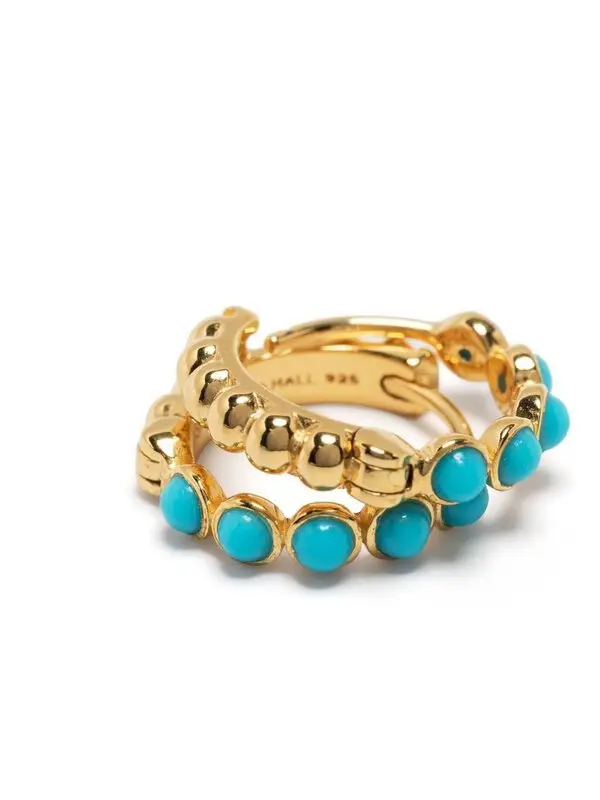 DOWER & HALL Turquoise-embellished Huggie Earrings