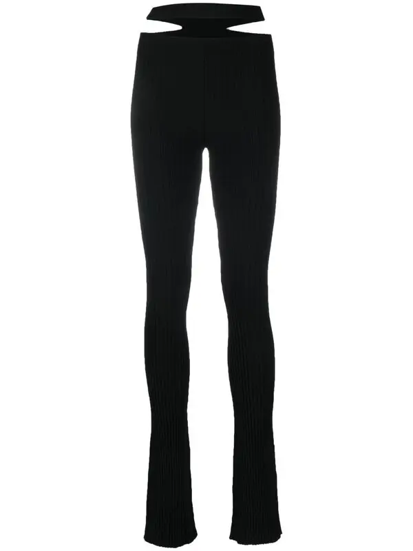 ANDREĀDAMO Ribbed-knit Cut-out Trousers - Black