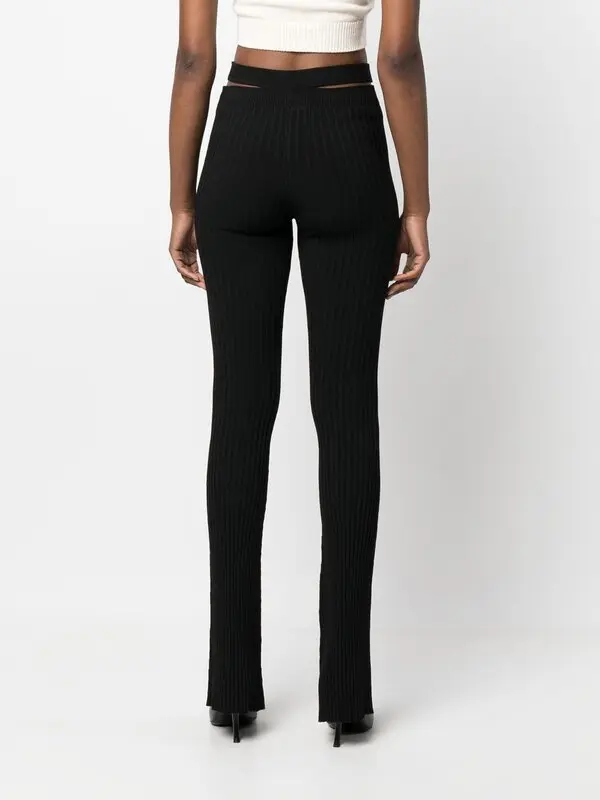 ANDREĀDAMO Ribbed-knit Cut-out Trousers - Black