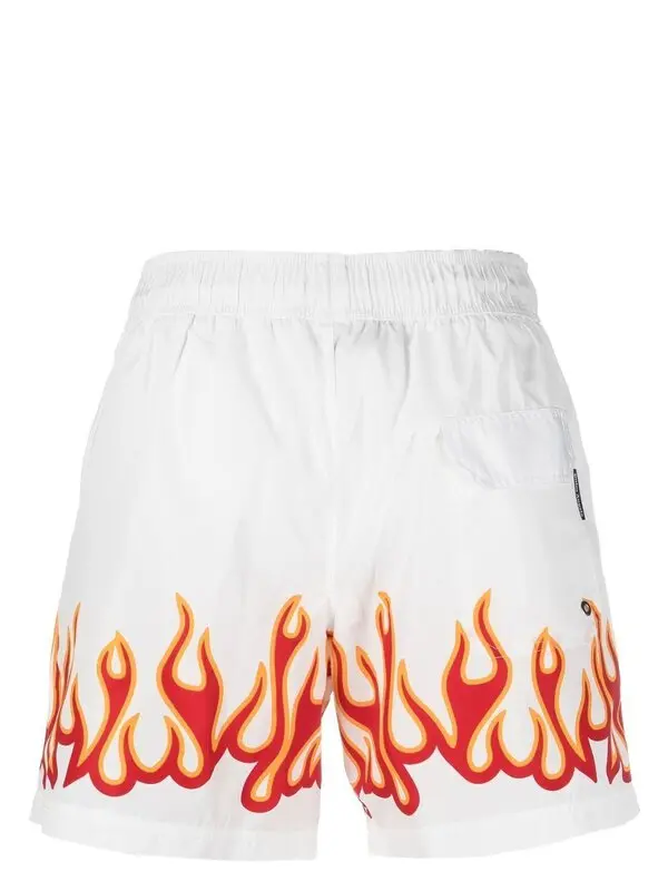Palm Angels Flame-print Swim Shorts - White