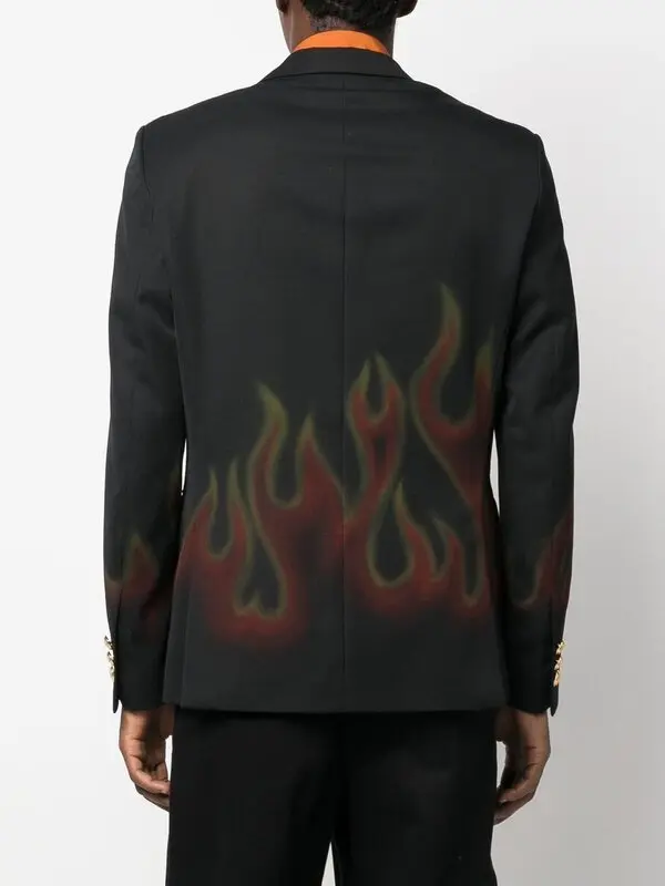 Palm Angels Flame-print Double-breasted Blazer