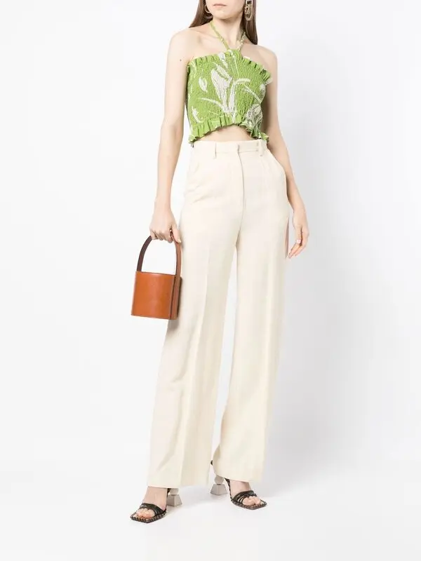 BAMBAH Linden Cropped Top Floral Print Halterneck