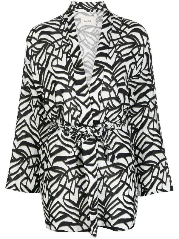 BAMBAH Geometric-print Wrap Blouse - Black