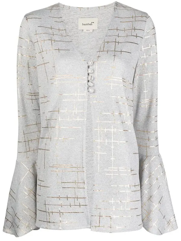BAMBAH Metallic-print V-neck Blouse - Grey