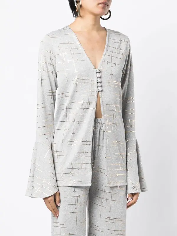 BAMBAH Metallic-print V-neck Blouse