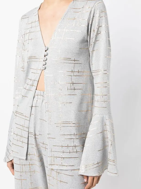BAMBAH Metallic-print V-neck Blouse