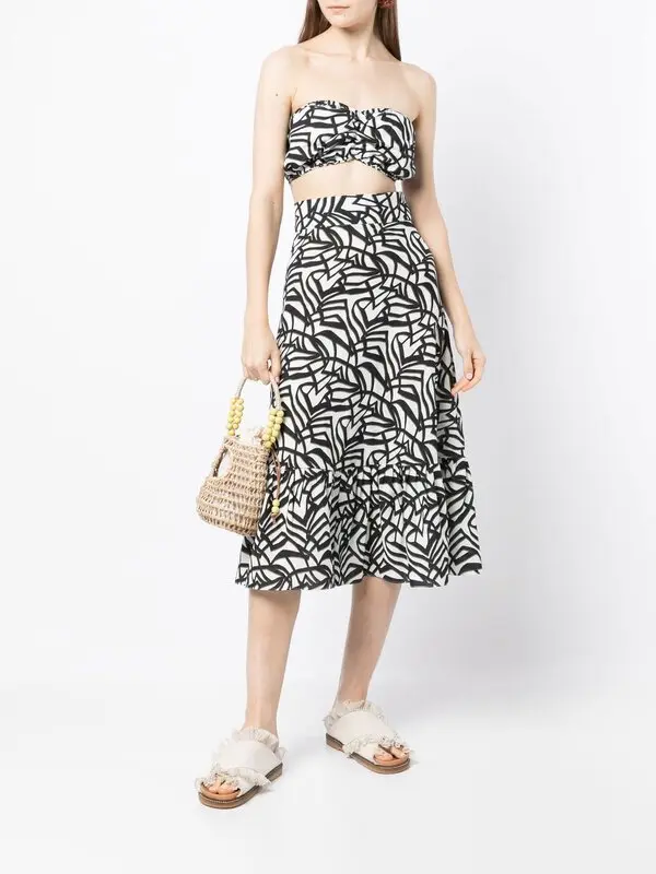 BAMBAH Geometric-print Tiered Midi Skirt
