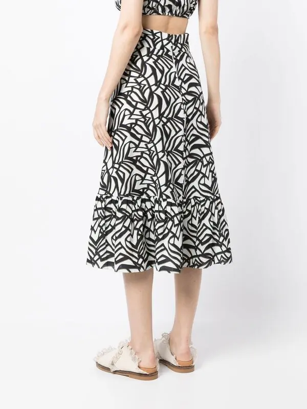BAMBAH Geometric-print Tiered Midi Skirt