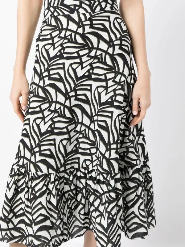 BAMBAH Geometric-print Tiered Midi Skirt