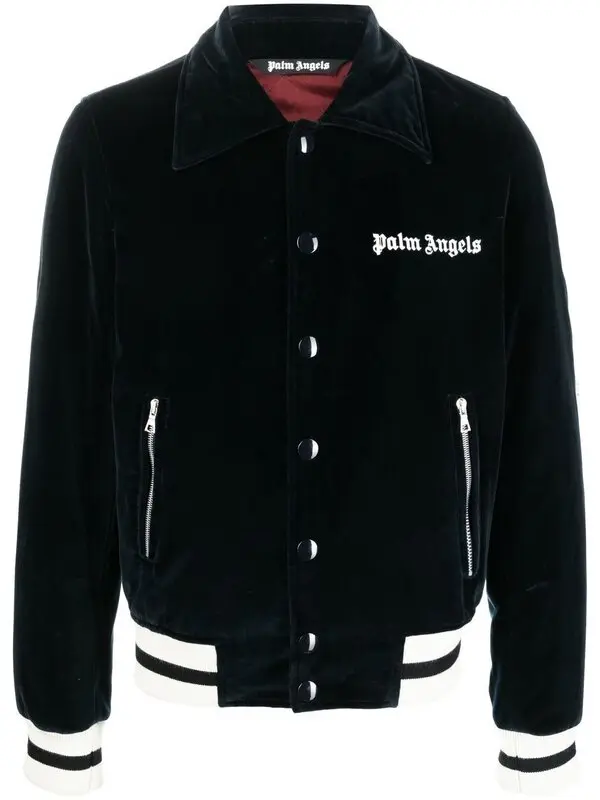 Palm Angels Logo-embroidered Velvet Jacket