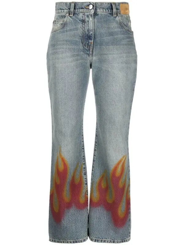 Palm Angels Flame-print Flared Jeans
