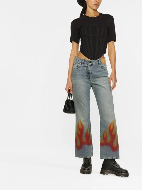 Palm Angels Flame-print Flared Jeans