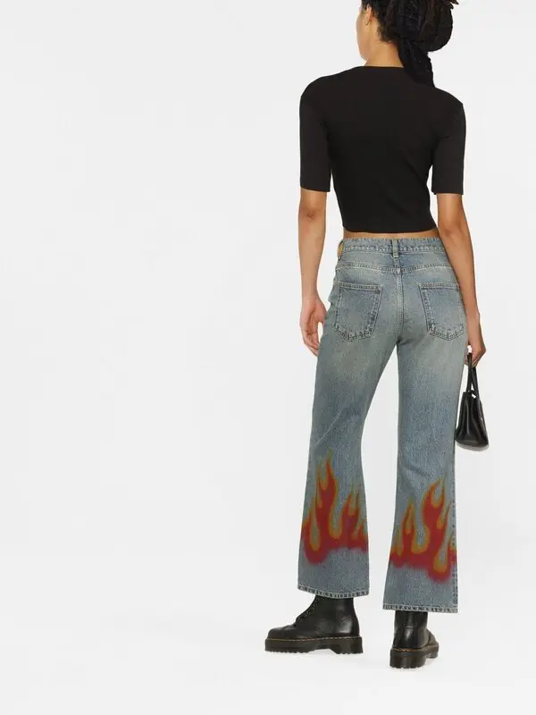Palm Angels Flame-print Flared Jeans
