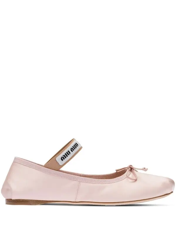 Miu Miu Logo Strap Ballet Flats - Pink