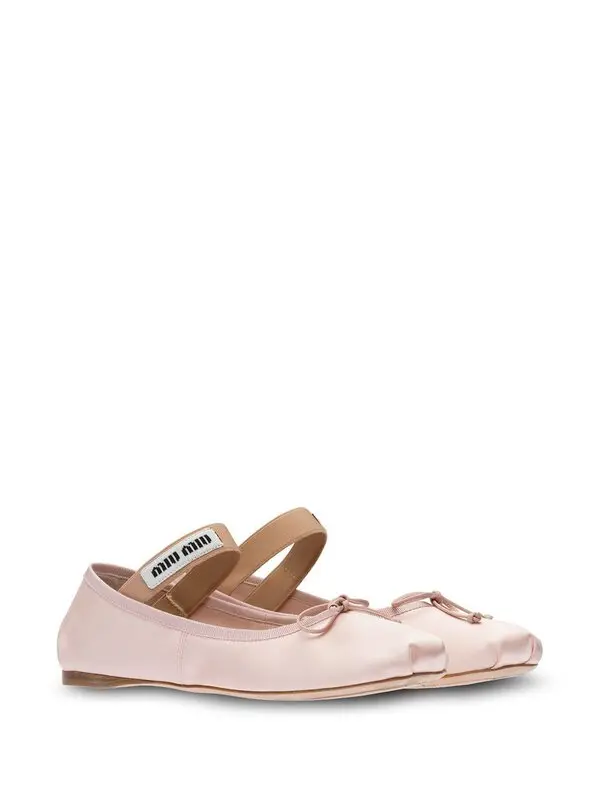 Miu Miu Logo Strap Ballet Flats - Pink