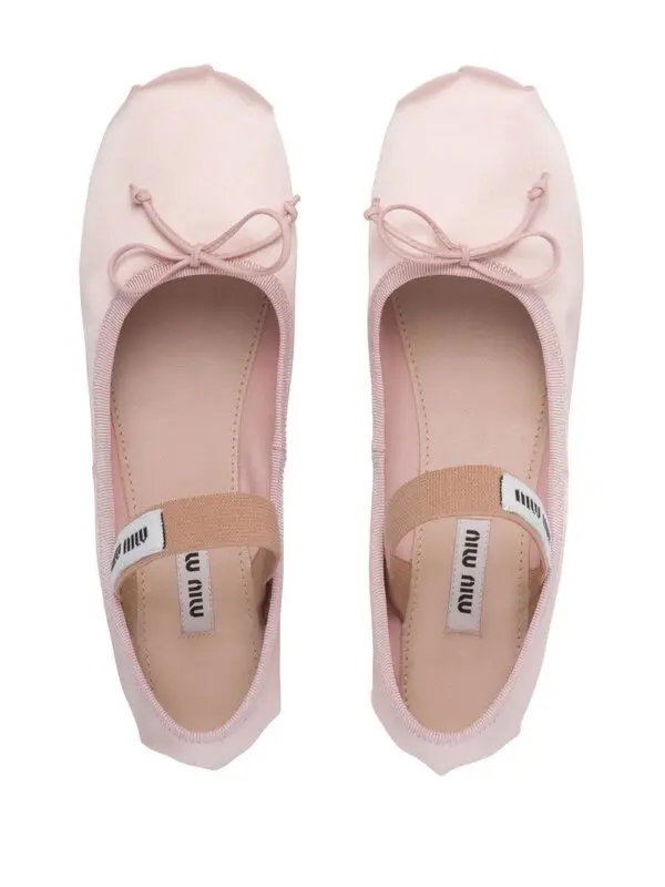 Miu Miu Logo Strap Ballet Flats - Pink