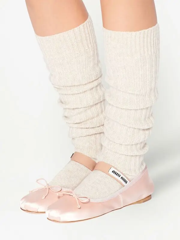 Miu Miu Logo Strap Ballet Flats - Pink