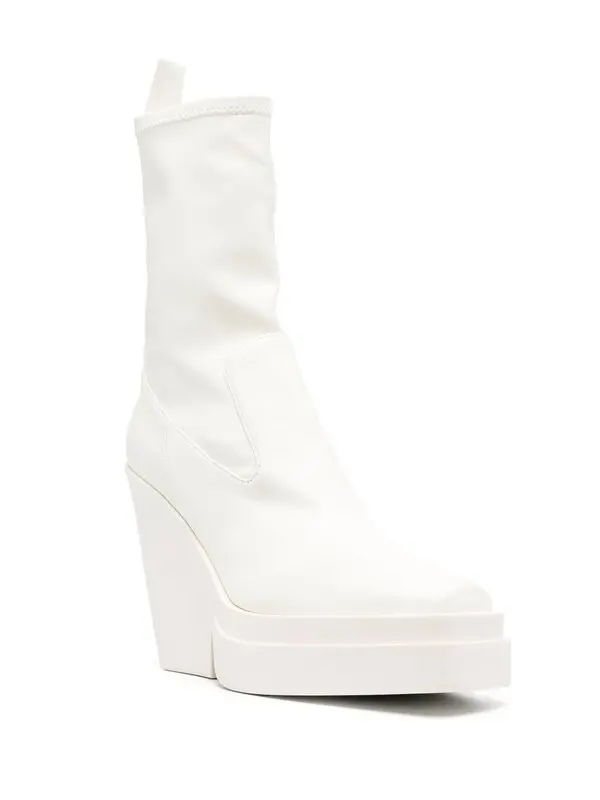 GIABORGHINI 120mm Tapered-heel Leather Boots - White