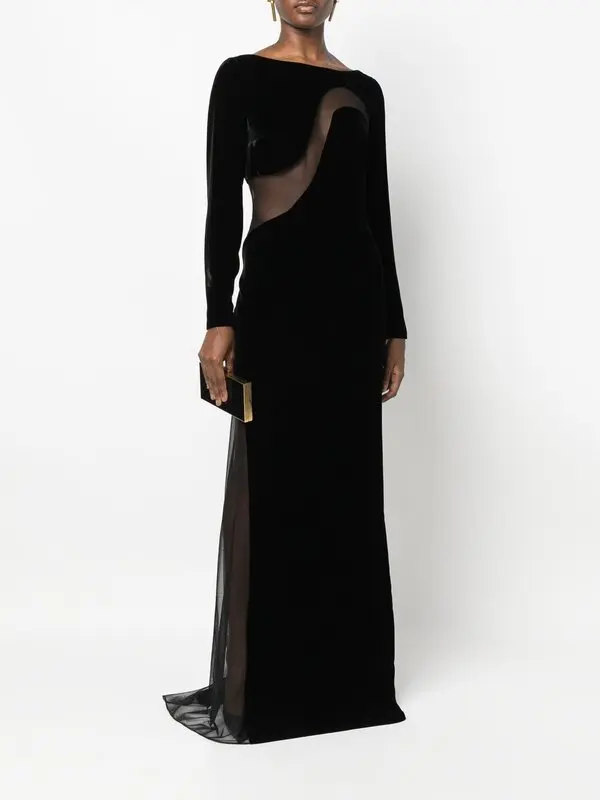 TOM FORD Mesh-panelled Velvet Gown