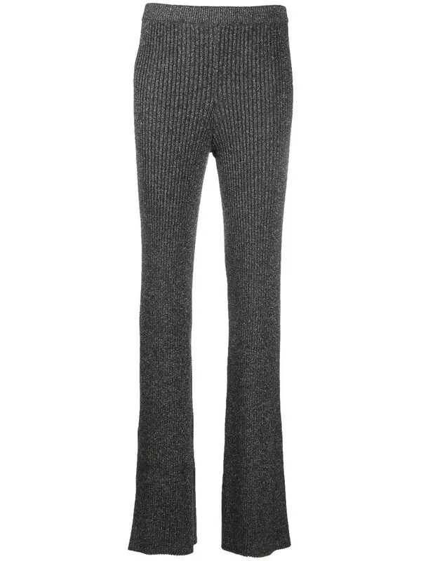 Alberta Ferretti Ribbed-knit Straight-leg Trousers