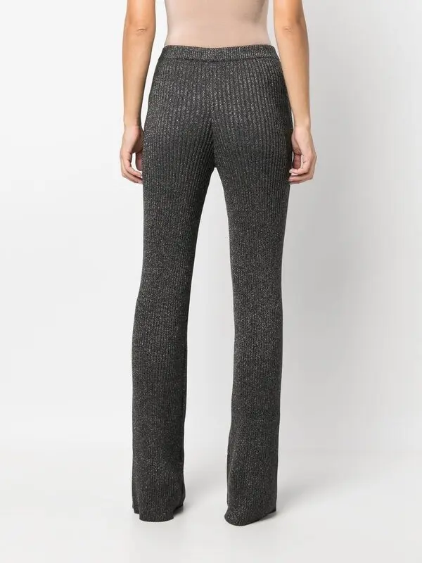 Alberta Ferretti Ribbed-knit Straight-leg Trousers