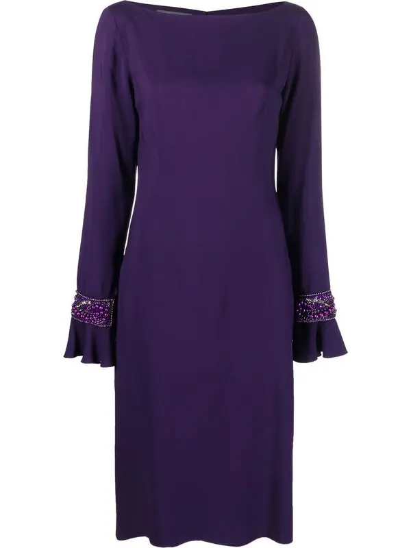 Alberta Ferretti Beaded-cuff Midi Dress