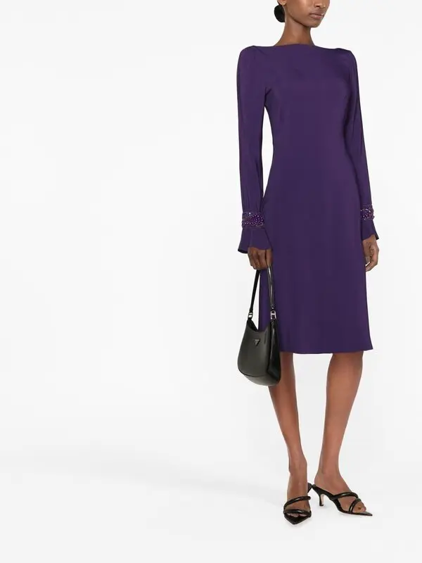 Alberta Ferretti Beaded-cuff Midi Dress