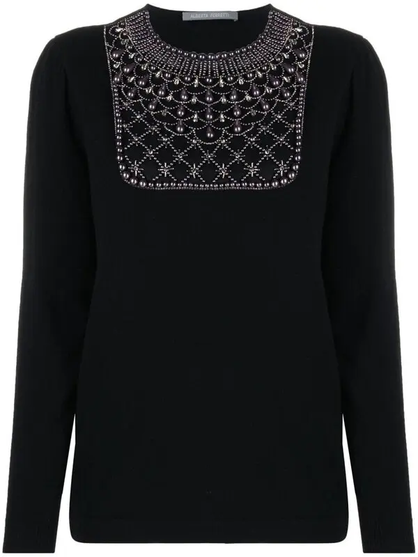 Alberta Ferretti Embellished Collar Jumper