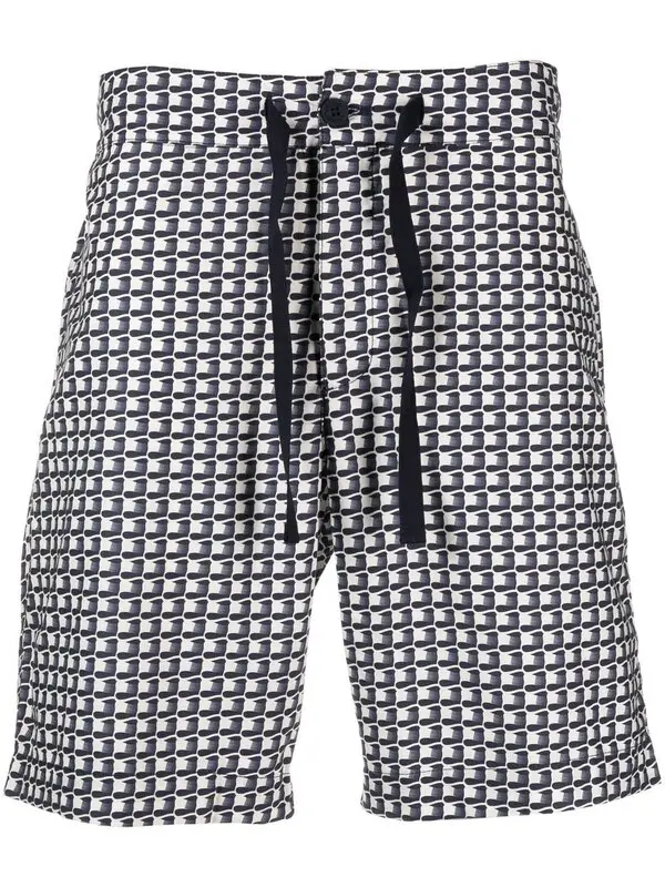 Orlebar Brown Printed Drawstring Waist Shorts - Blue