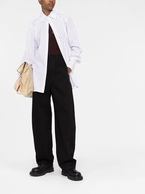MAISON MARGIELA Long-sleeve Pinstripe Pattern Shirt - White