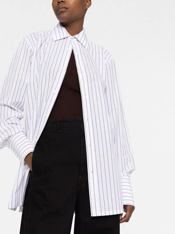 MAISON MARGIELA Long-sleeve Pinstripe Pattern Shirt - White