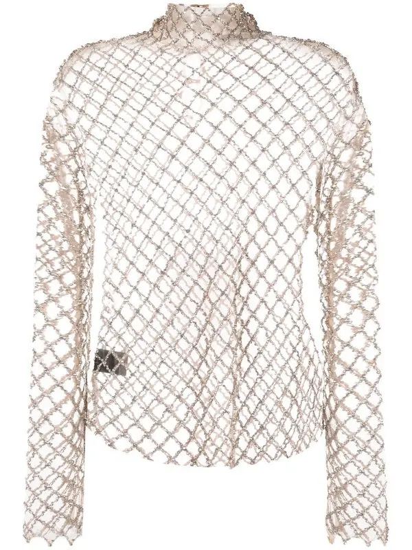Isabel Marant Sheer Crystal-embellished Mesh Top