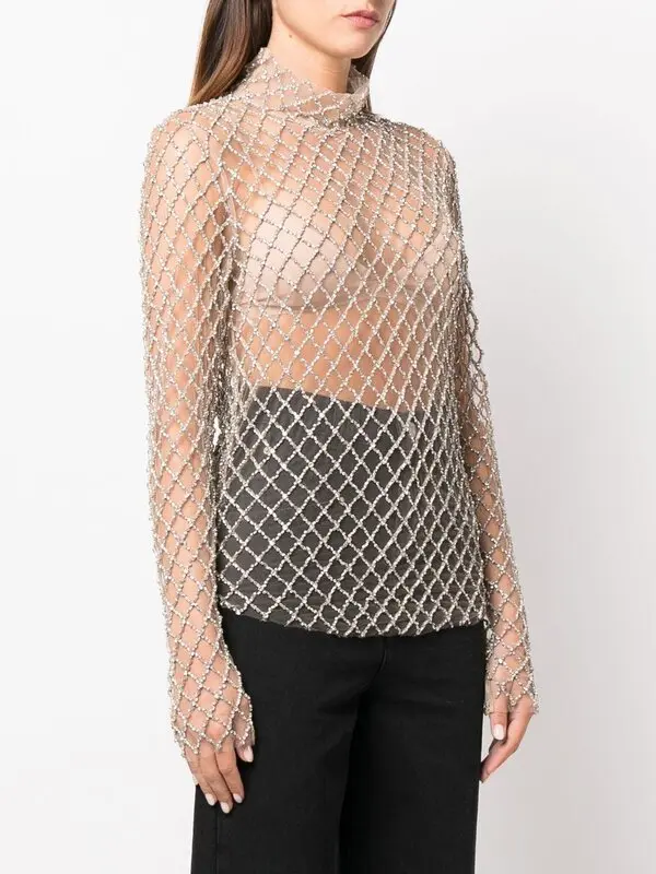Isabel Marant Sheer Crystal-embellished Mesh Top