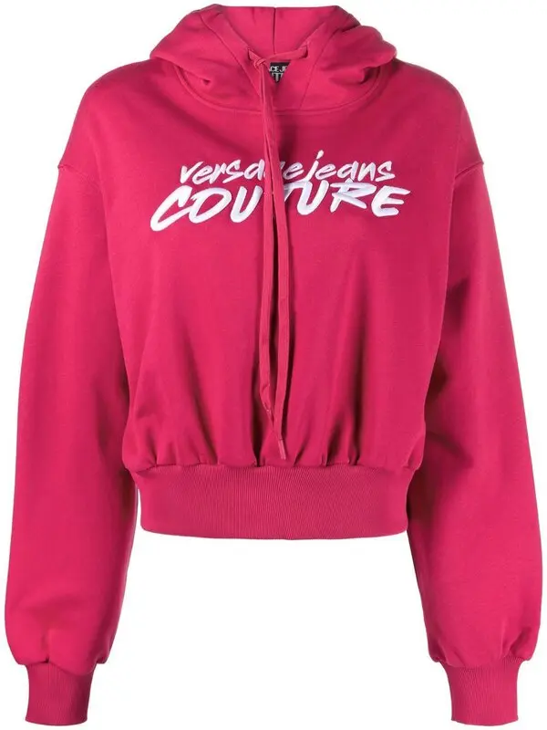 Versace Logo-embroidered Hoodie - Pink
