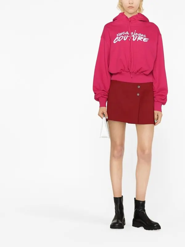 Versace Logo-embroidered Hoodie - Pink
