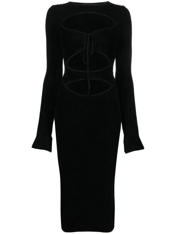 ANDREĀDAMO Cut-out Ribbed Knit Midi Dress