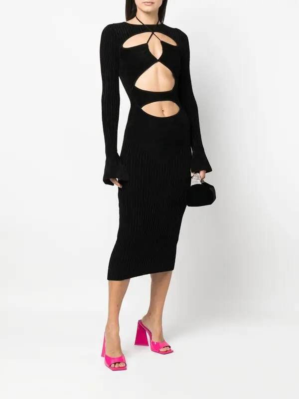 open tie-back pointelle knit dress Lula Open Back Knit Dress | Green main image 1