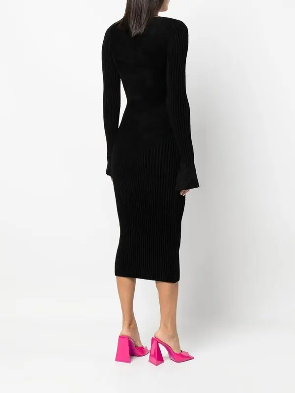 AndreDamo Cut-Out Ribbed Knit Midi Dress In Black - 47% Off | Editorialist