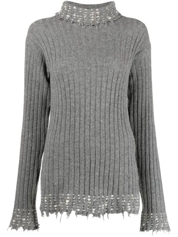 Marni Raw-cut Edge Knitted Jumper - Grey