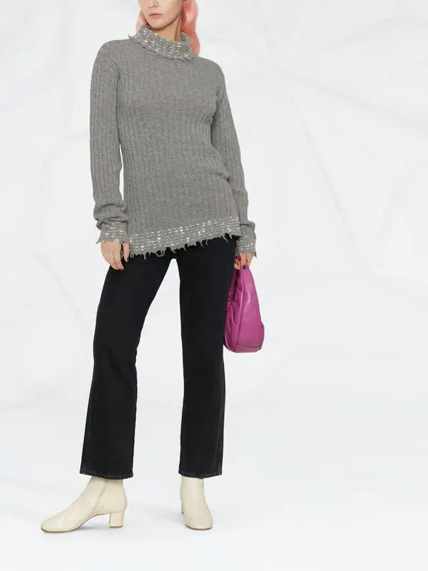 Marni Raw-cut Edge Knitted Jumper - Grey