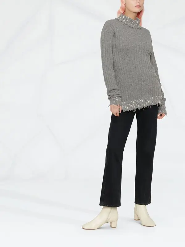 Marni Raw-cut Edge Knitted Jumper - Grey