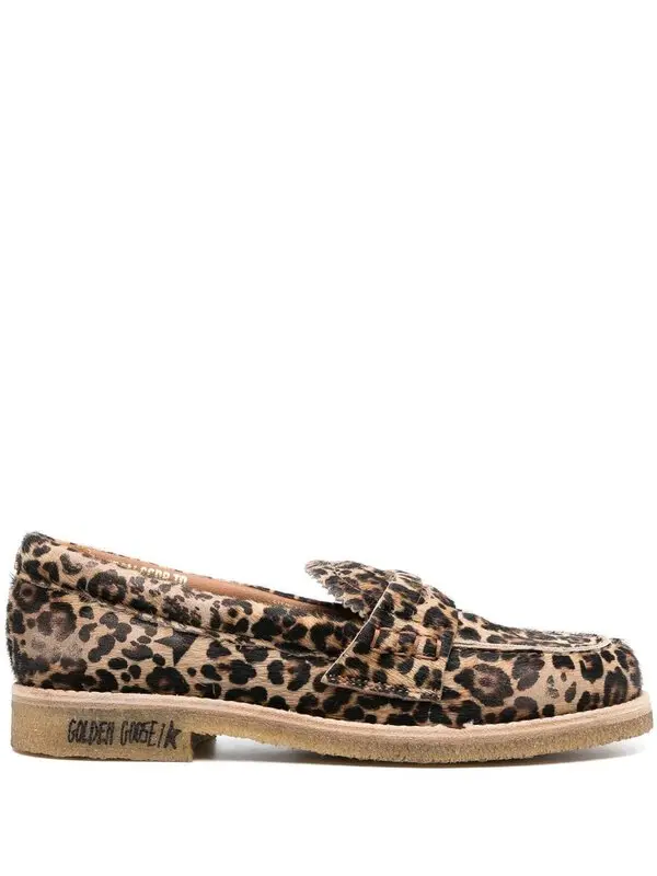 GOLDEN GOOSE Leopard-print Loafers - Brown
